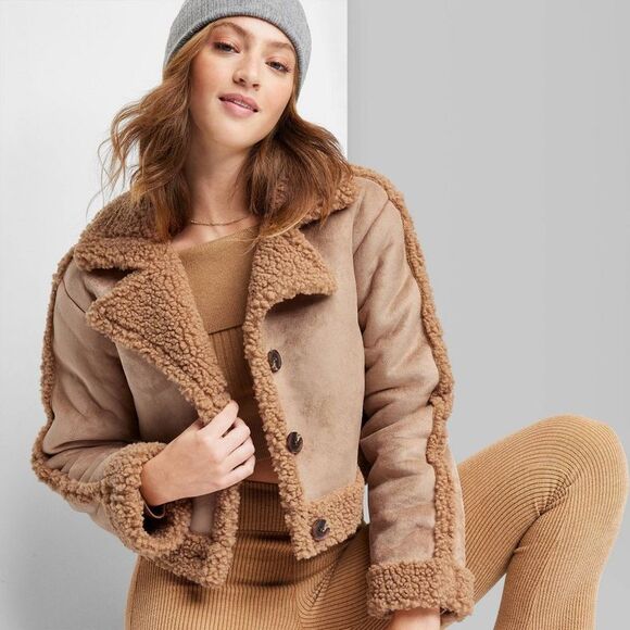 wild fable | Jackets & Coats | Womens Faux Shearling Jacket Wild Fable ...